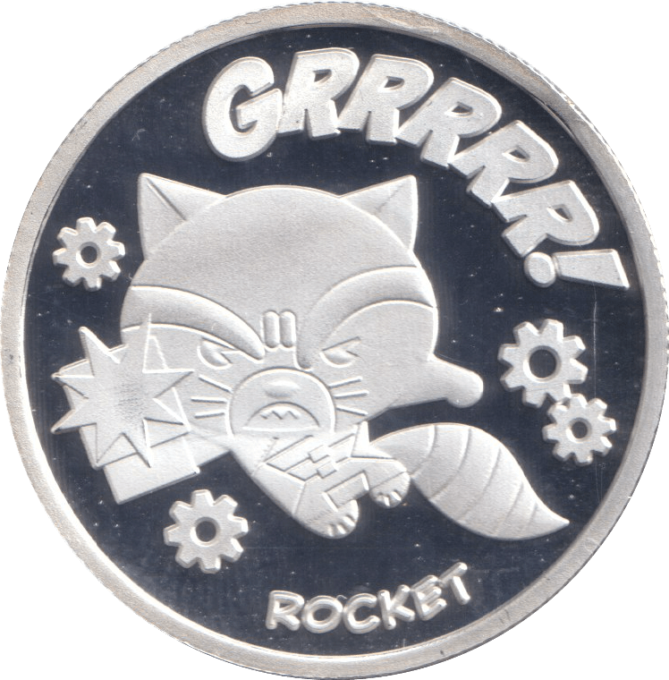 2021 MARVEL SILVER PLATED ROCKET RACCOON TOKEN ( PROOF ...