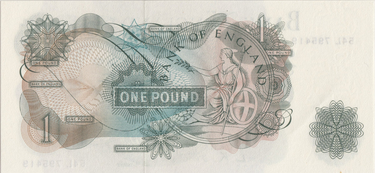 ONE POUND BANKNOTE BANK OF ENGLAND BEALE £1-66 £1 BANKNOTE ...