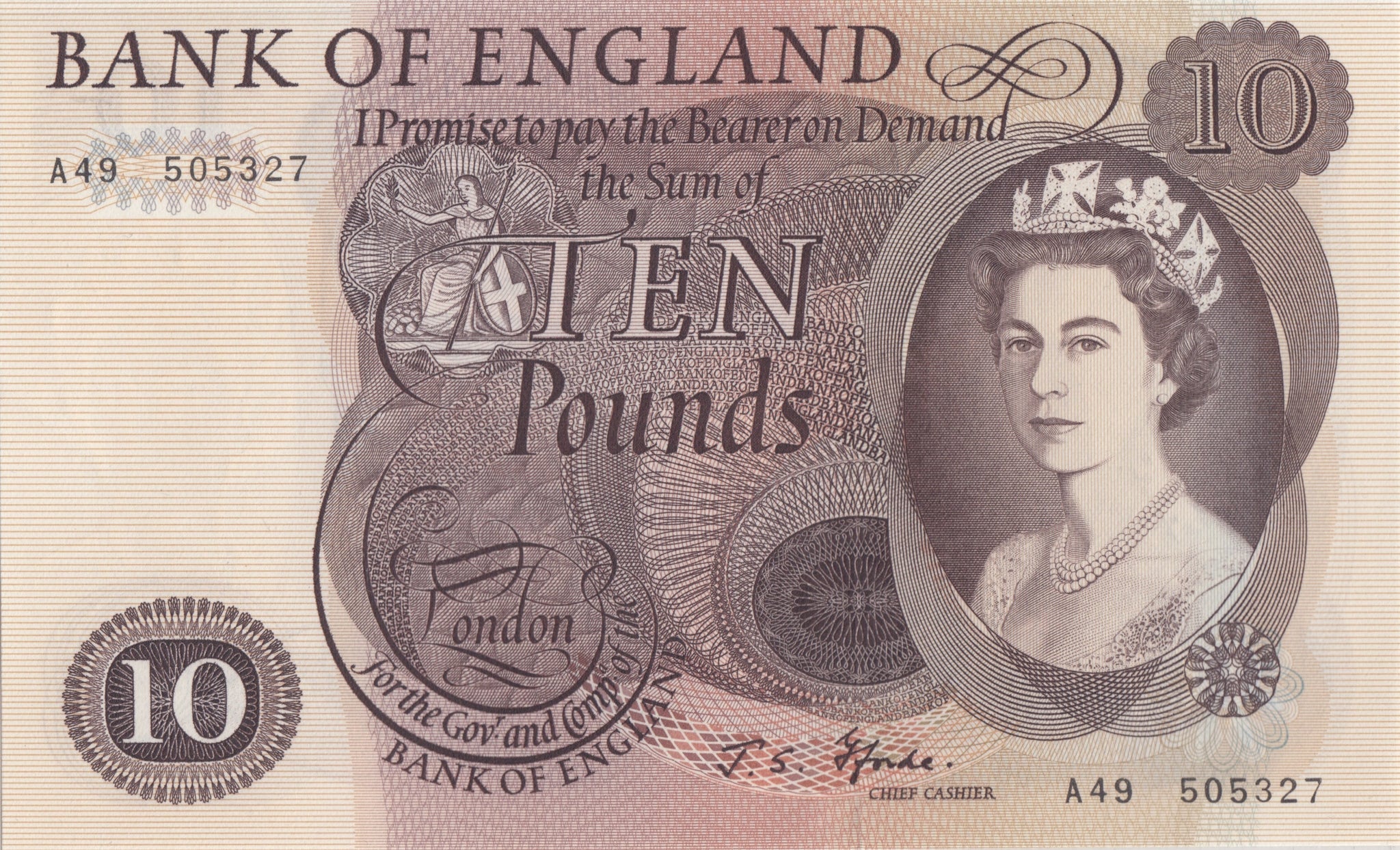TEN POUNDS BANKNOTE HOLLOM REF £10-81 £10 Banknotes Cambridgeshire ...