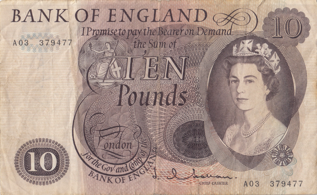 TEN POUNDS BANKNOTE HOLLOM REF £10-73 £10 Banknotes Cambridgeshire ...