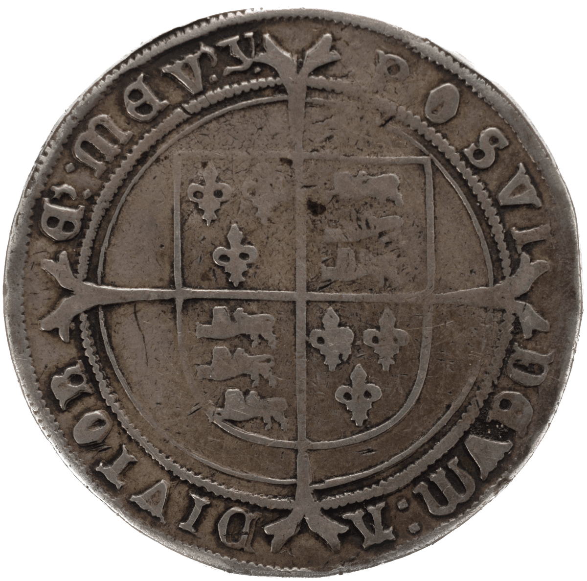 1551 CROWN EDWARD VI DATE BELOW HORSE SHIELD ON CROSS CROWN ...