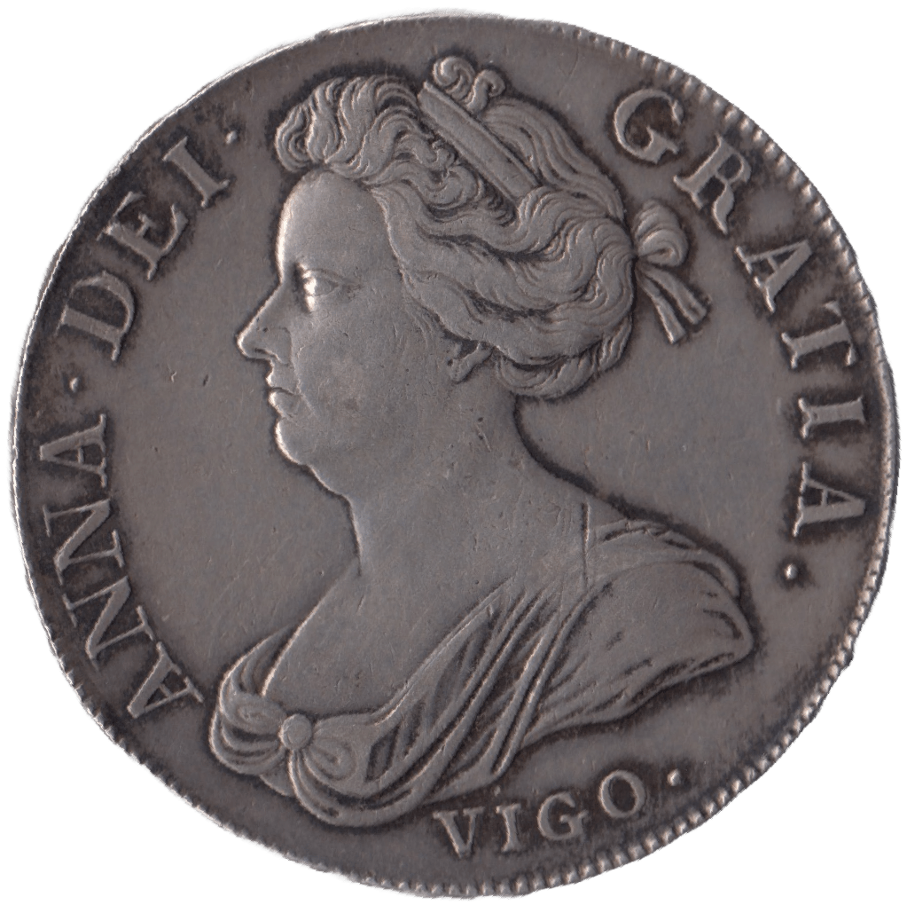 1703 CROWN QUEEN ANNE ( AUNC ) VIGO Halfcrown Cambridgeshire Coins ...