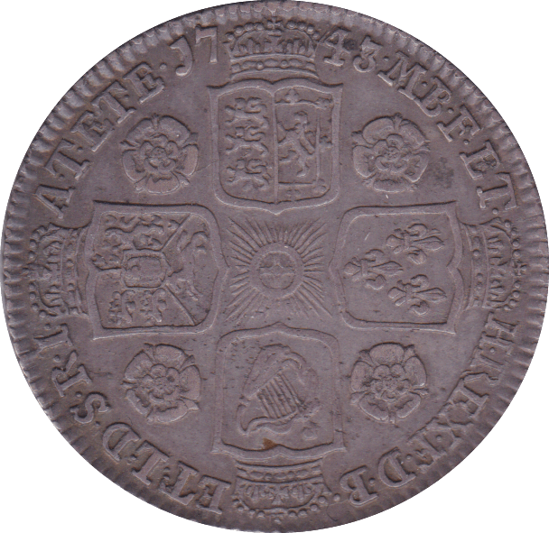 1743 SHILLING ( GVF ) ROSES - Cambridgeshire Coins – Cambridgeshire Coins