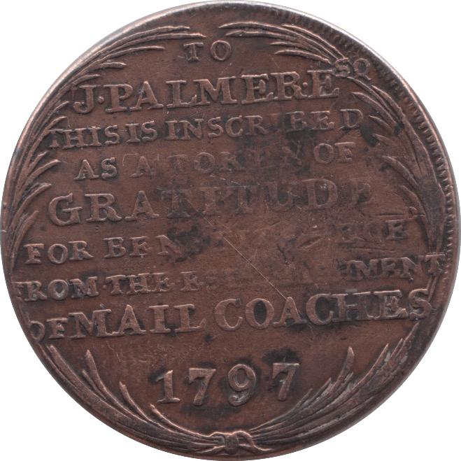 1797 HALFPENNY MAIL COACH TOKEN REF 392 HALFPENNY TOKEN Cambridgeshire ...
