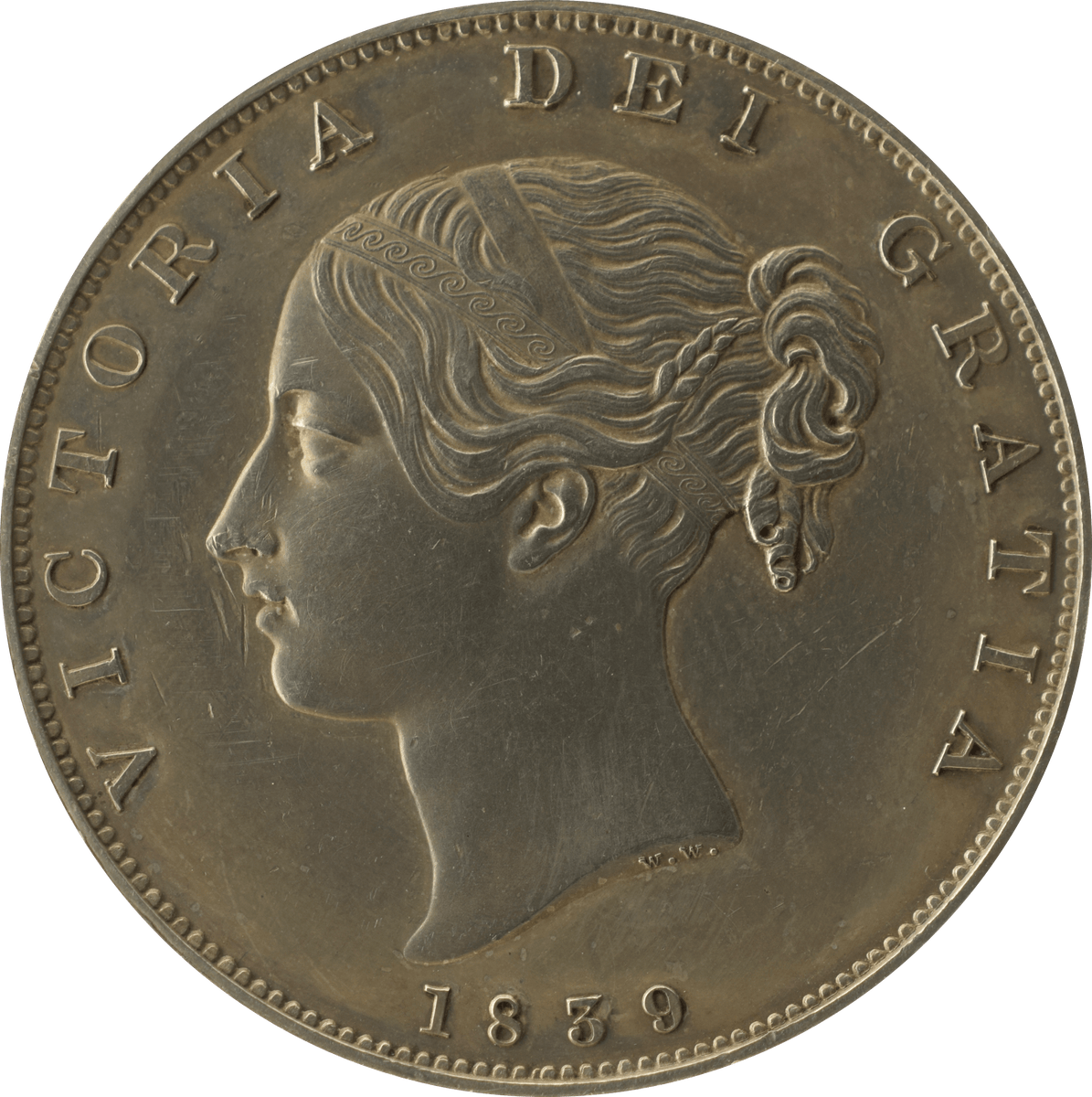 1839 HALFCROWN ( EF ) PLAIN EDGE PROOF WW RELIEF RATED R4 SCARCE ...