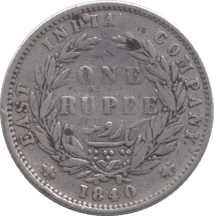 1840 INDIAN SILVER ONE RUPEE SILVER WORLD COINS Cambridgeshire Coins ...