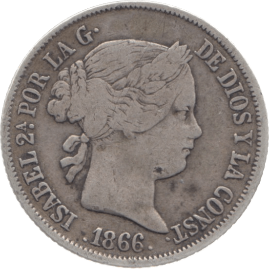1866 SPAIN SILVER 40 CENTIMOS - Cambridgeshire Coins – Cambridgeshire Coins