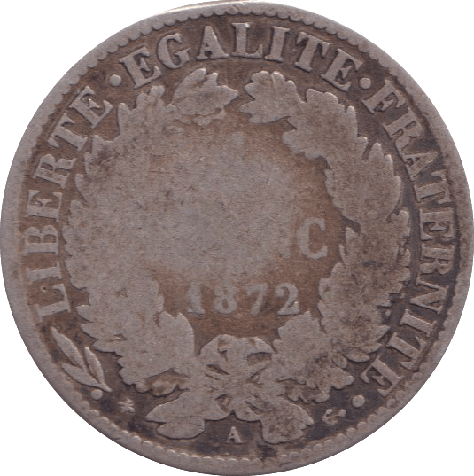 1872 SILVER 1 FRANCS FRANCE SILVER WORLD COINS Cambridgeshire Coins ...