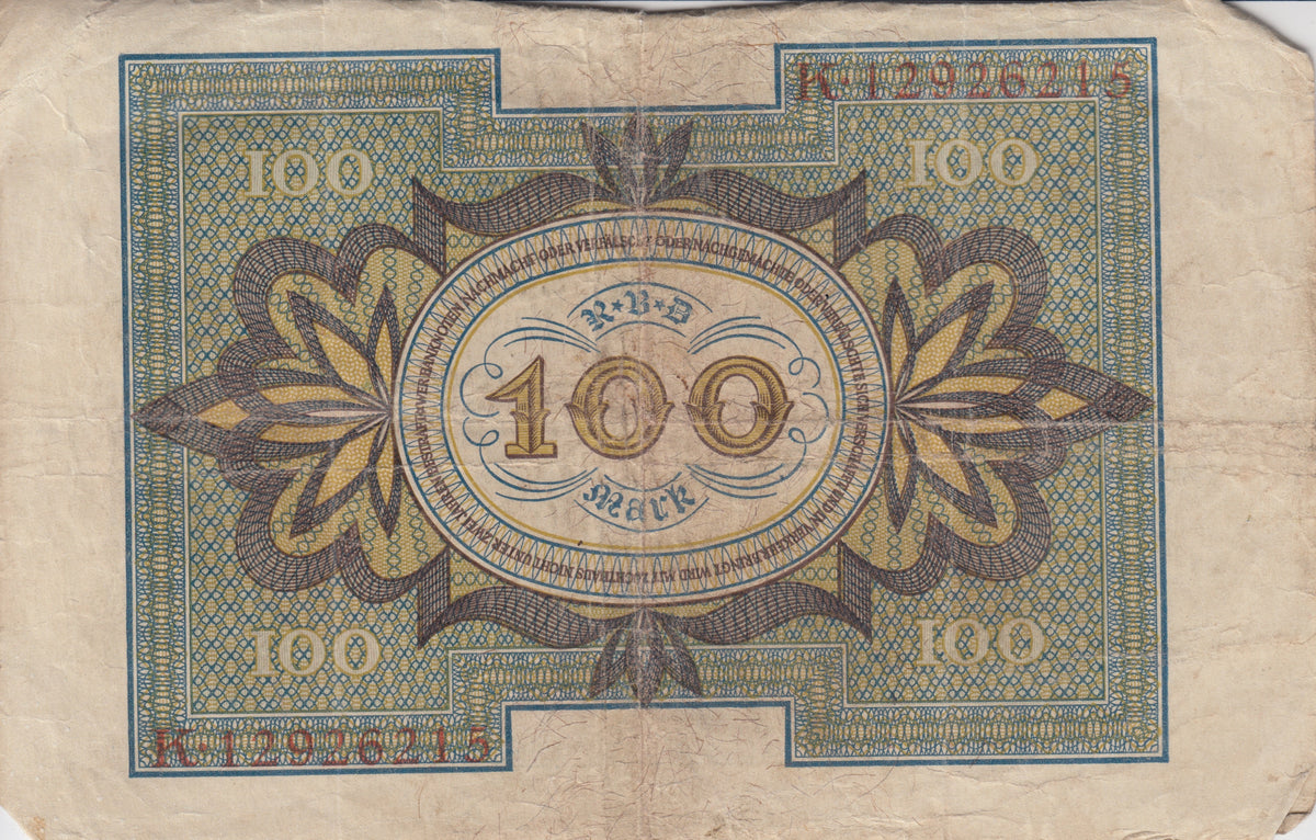 1920 100 REICHSMARK GERMAN BANKNOTE REF 218 - Cambridgeshire Coins ...
