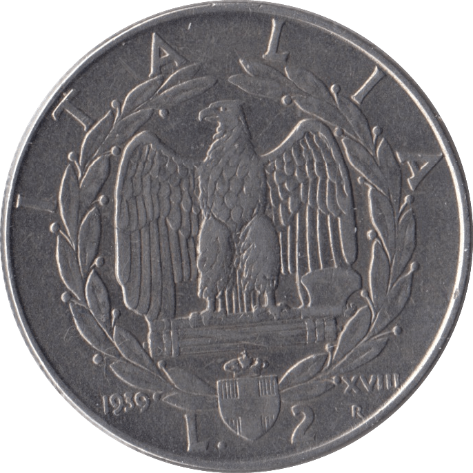1939 2 LIRA ITALY SILVER WORLD COINS Cambridgeshire Coins ...