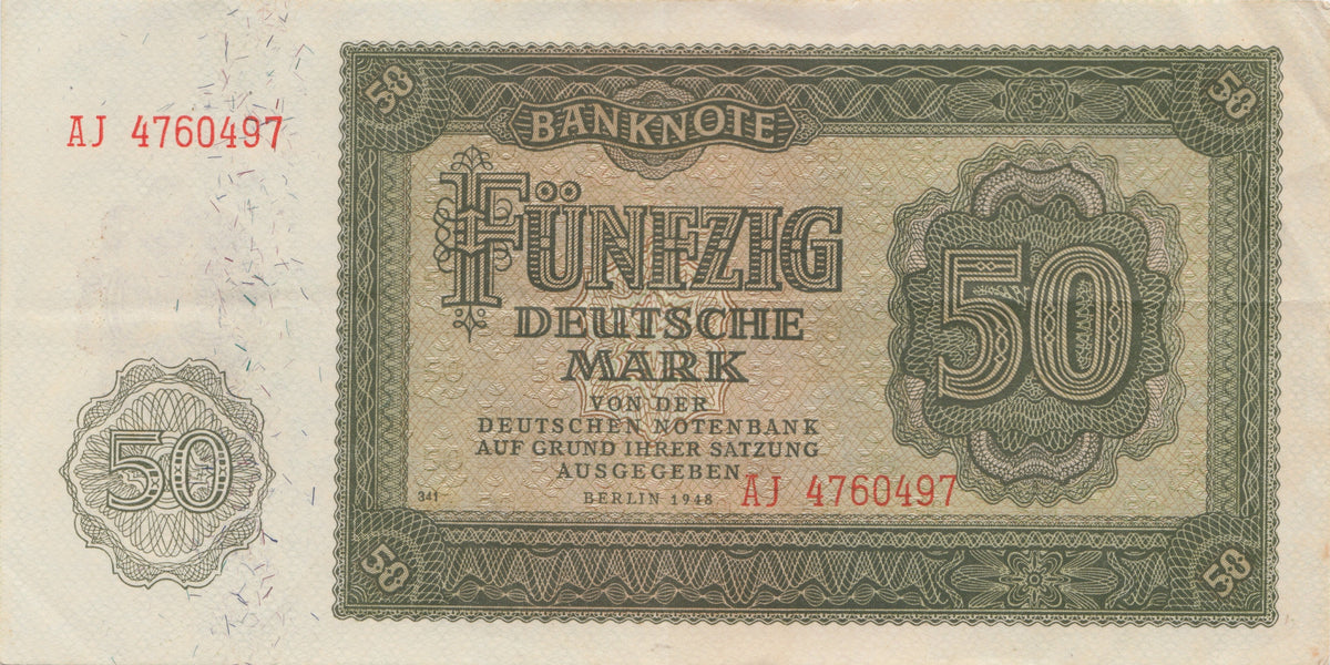 1948 Funfzig deutsche mark banknote AJ 4760497 REF 184 - Cambridgeshire ...