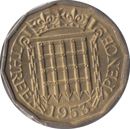 1953 BRASS THREEPENCE ( BU ) Threepence Cambridgeshire Coins – Cambridgeshire Coins