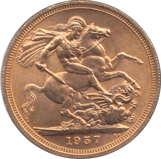 1957 GOLD SOVEREIGN ( UNC ) Sovereign Cambridgeshire Coins ...