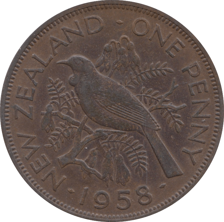1958 ONE PENNY NEW ZEALAND WORLD COINS Cambridgeshire Coins ...