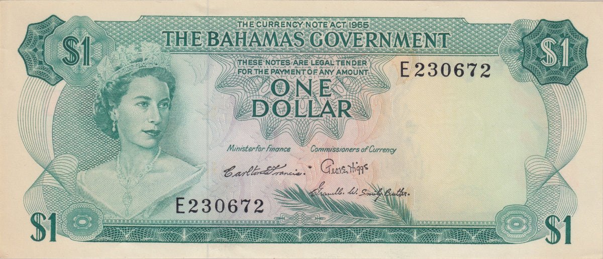 1965 ONE DOLLAR BANKNOTE BAHAMAS REF 1435 World Banknotes ...