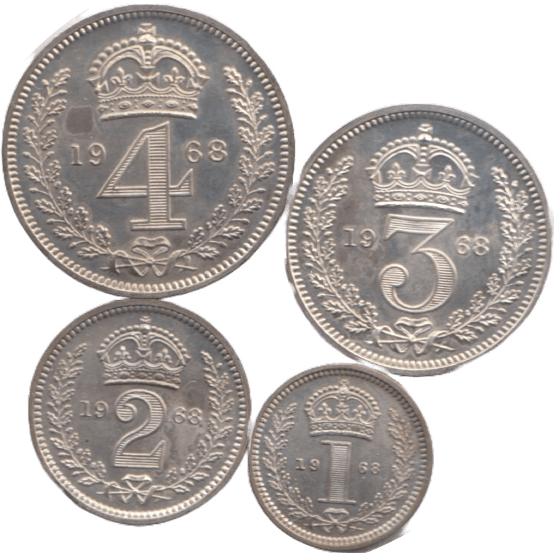 1968 MAUNDY SET ELIZABETH II Maundy Set Cambridgeshire Coins ...
