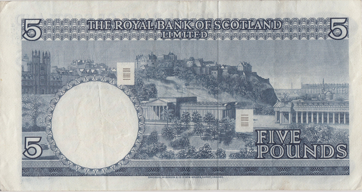 1970 THE ROYAL BANK OF SCOTLAND £5 BANKNOTE REF SCOT- SCOTTISH ...