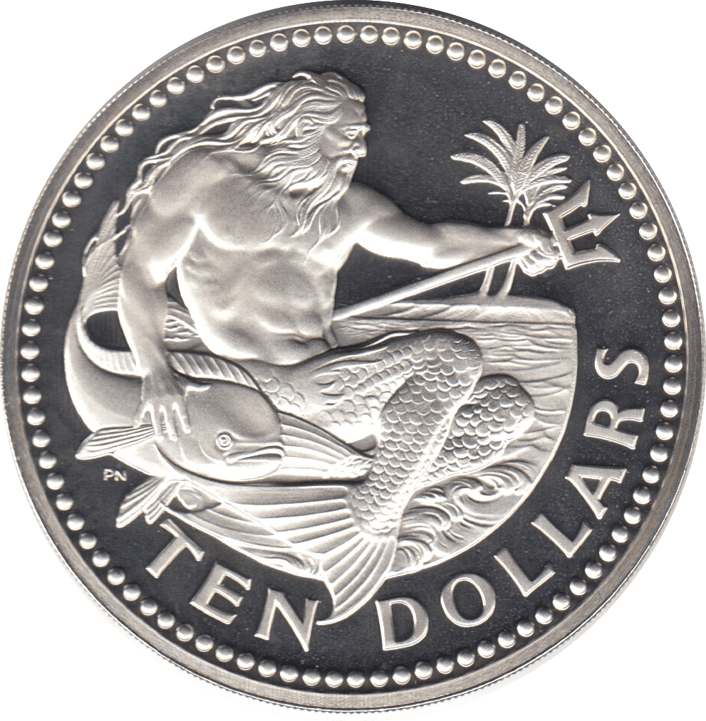 1973 SILVER PROOF TEN DOLLARS BARBADOS SILVER WORLD COINS ...