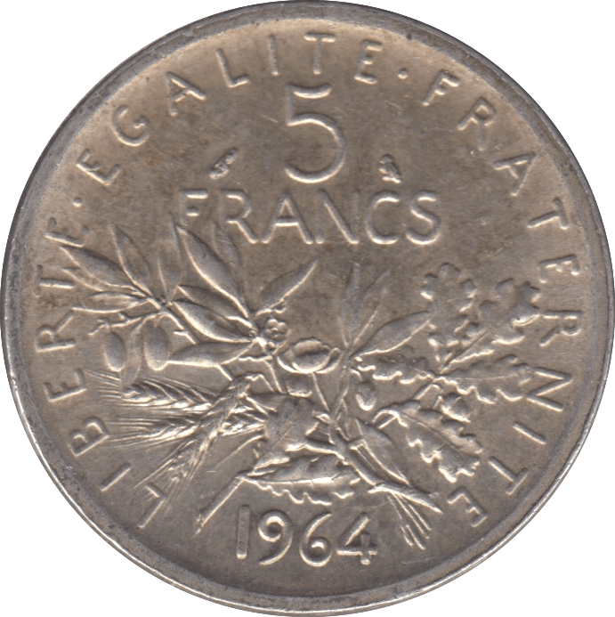 1976 SILVER 5 FRANCS FRANCE SILVER WORLD COINS Cambridgeshire Coins ...