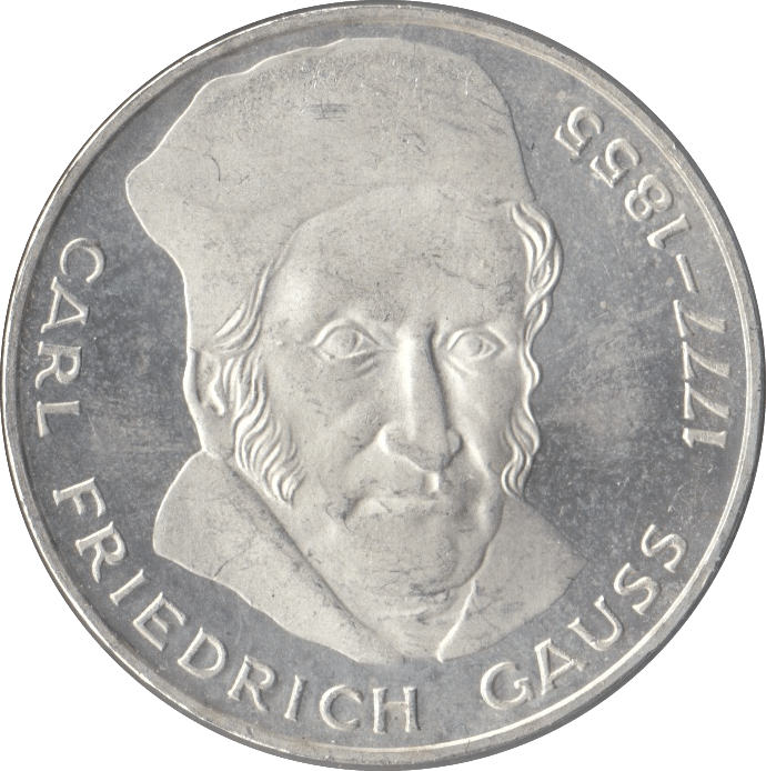 1977 CARL FRIEDRICH GAUSS GERMANY SILVER 5 MARKS SILVER WORLD COINS ...