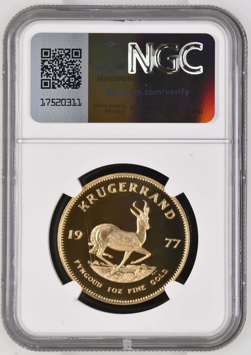 1977 GOLD PROOF KRUGERRAND NGC 69 ULTRA CAMEO FINE READING NGC ...