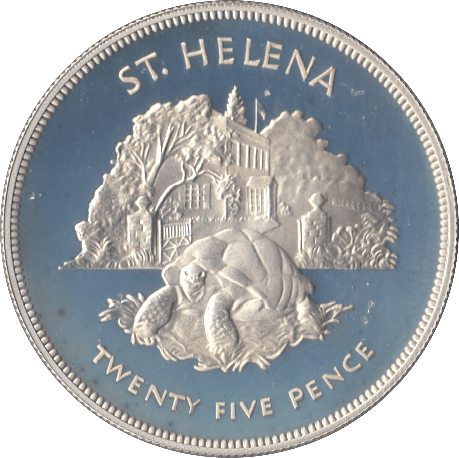 1977 SILVER PROOF TWENTY FIVE PENCE ST. HELENA SILVER WORLD COINS ...