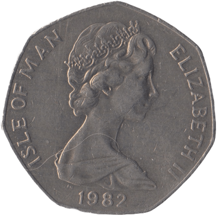 1982 CHRISTMAS 50P CHRISTMAS TREE ISLE OF MAN 50P CHRISTMAS COINS ...
