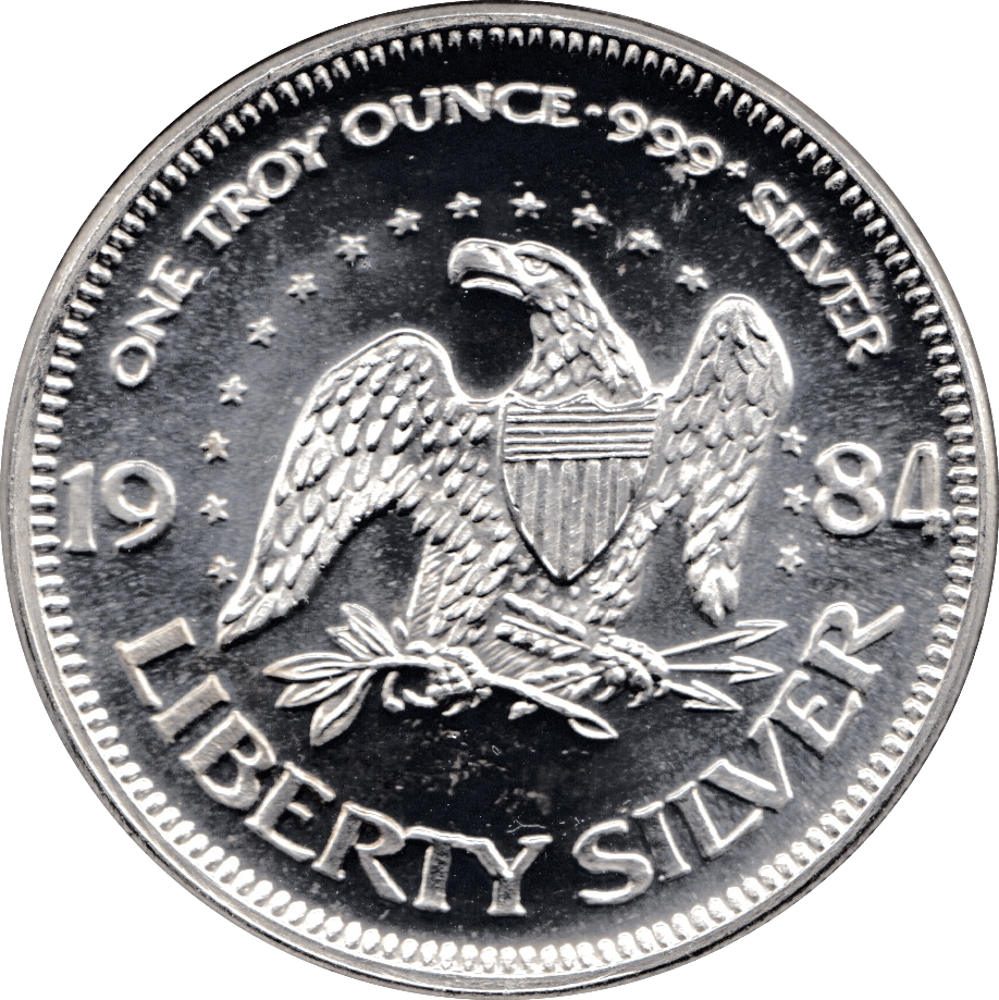 1984 A-MARK TROY OUNCE SILVER LIFE LIBERTY HAPPINESS USA SILVER WORLD ...