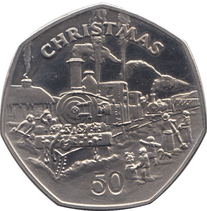 1984 CHRISTMAS PROOF 50P STEAM LOCOMOTIVE ISLE OF MAN 50P CHRISTMAS ...