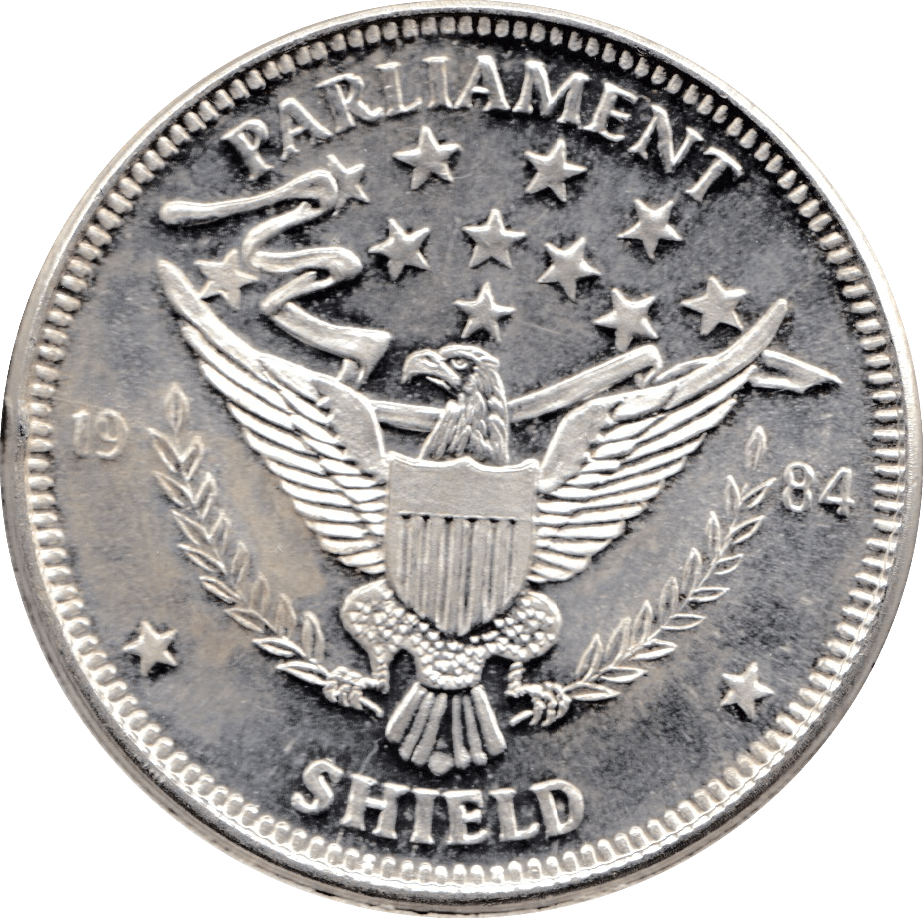 1984 TROY OUNCE .999 SILVER PARLIAMENT SHIELD USA SILVER WORLD COINS ...