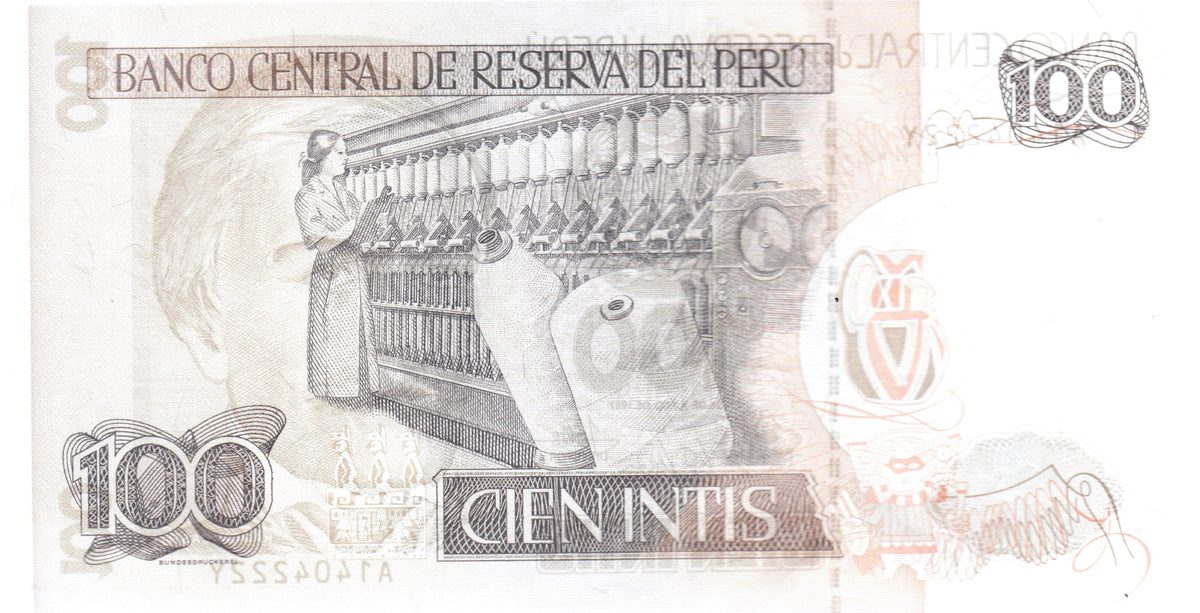 1987 100 INITS BANCO DE PERU PERU BANKNOTE REF 148 WORLD BANKNOTES ...