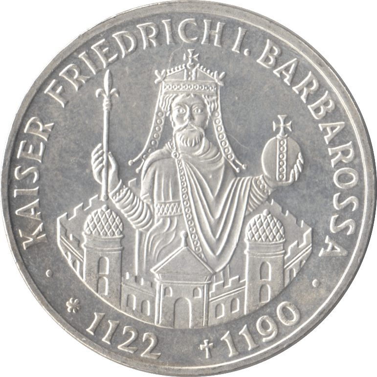 1990 KAISER FRIEDRICH I. BARBAROSSA SILVER 10 MARKS GERMANY SILVER ...