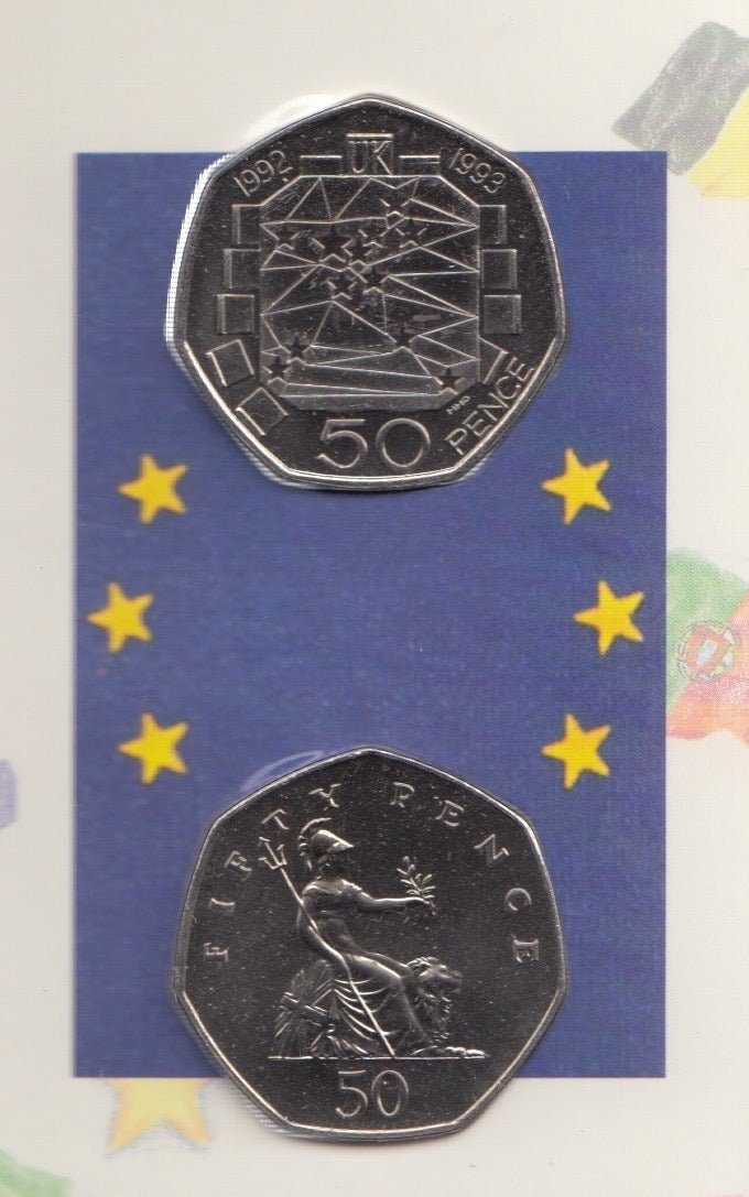 1992 1993 Europe Brilliant Uncirculated 50p Coins 2 Coin Pack EEC ...