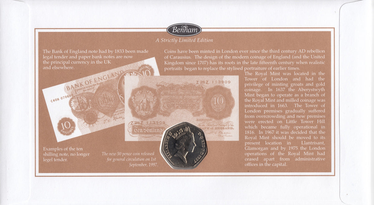 1997 NEW 50P COIN COVER SIGNED BY THE RT. HON LORD JENKINS OF HILLHEAD ...