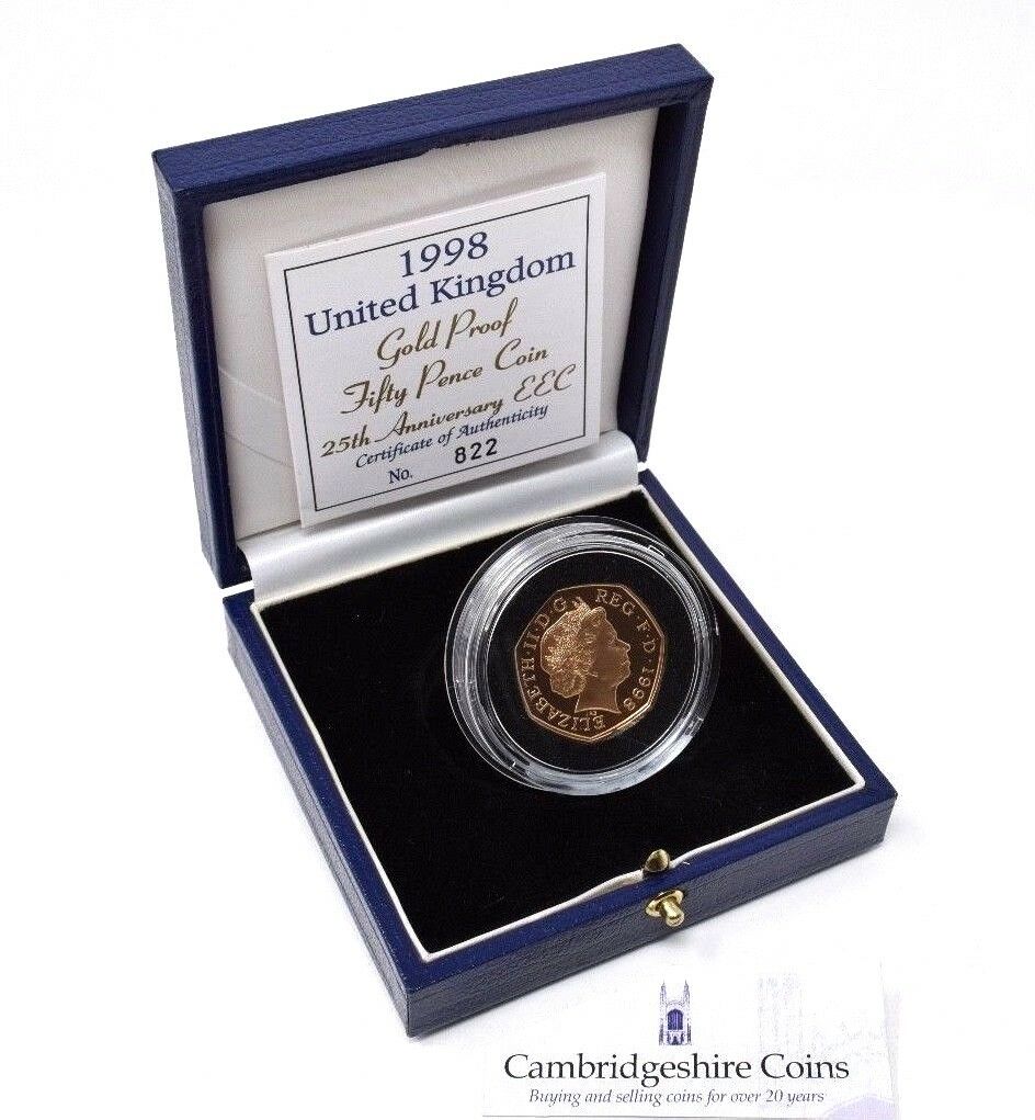 1998 Gold Proof EEC 50p Coin Royal Mint 22ct Gold Proof 50p ...