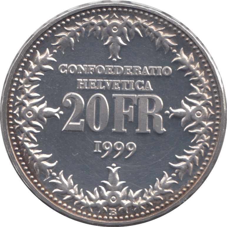 1999 SWITZERLAND SWISS POST COMMEMORATIVE 20 FRANCS SILVER WORLD COINS ...