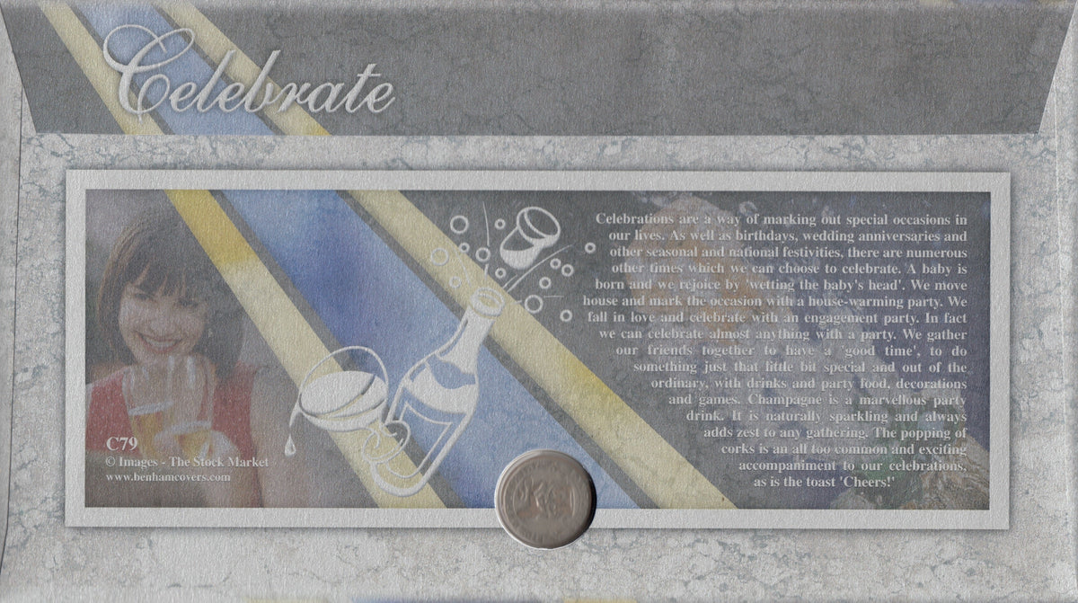 2001 CELEBRATE COIN COVER SILVER THREEPENCE SIGNED BY LESLIE GRANTHAM ...