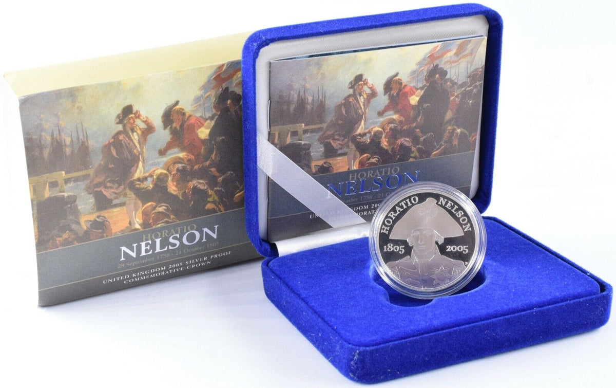 2005 Silver Proof Horatio Nelson £5 Coin BOX + COA Royal Mint 12,000 ...