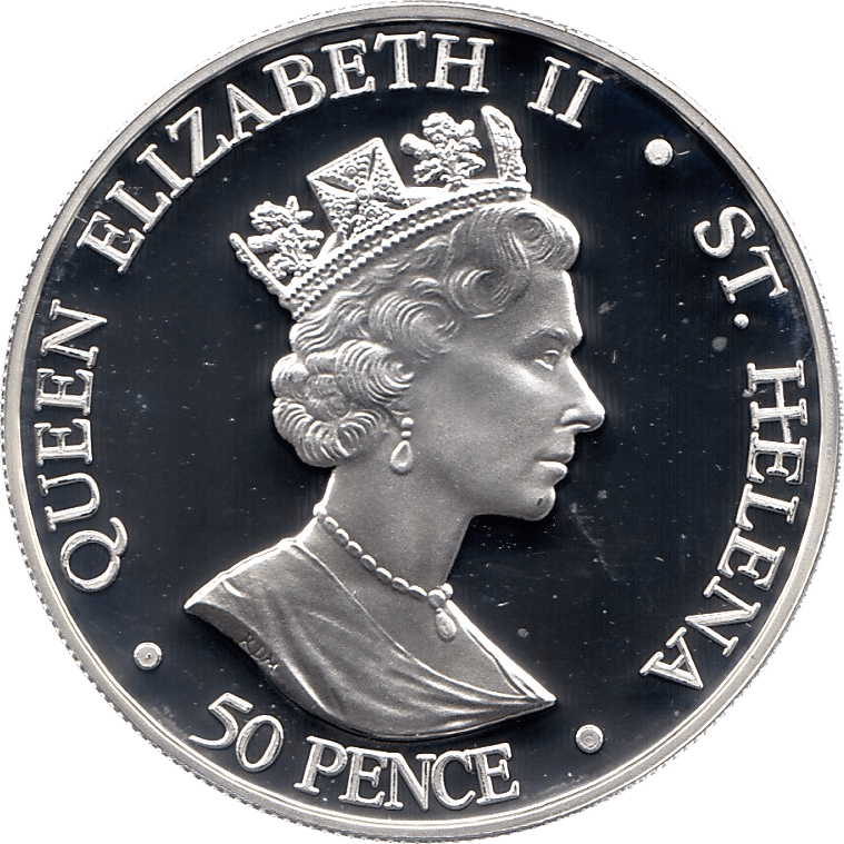 2006 SILVER PROOF ST HELENA 50p COMMEMORATIVE COIN QUEEN ELIZABETH II ...