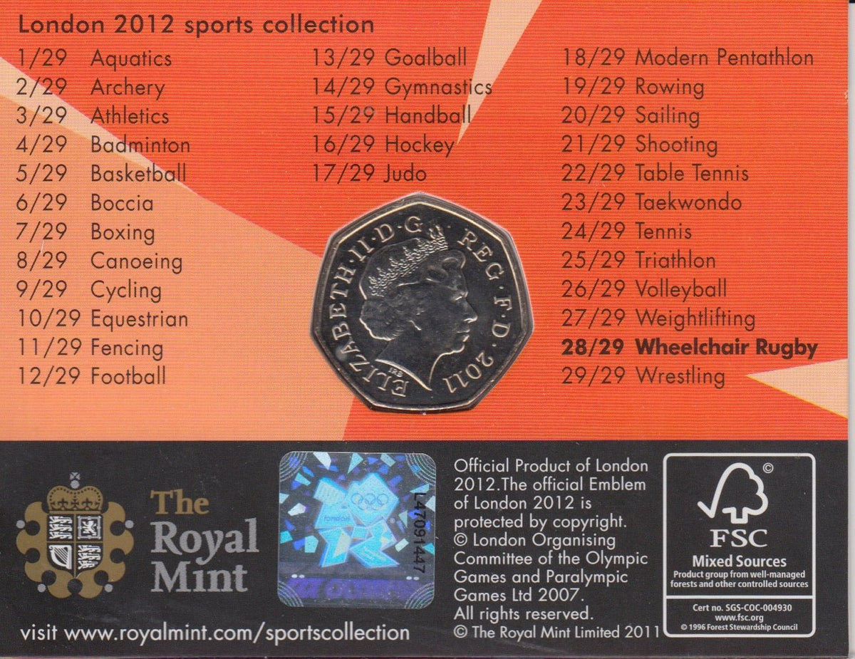 2011 Royal Mint London 2012 Olympic 50p Sports Collection Pack BU Album ...