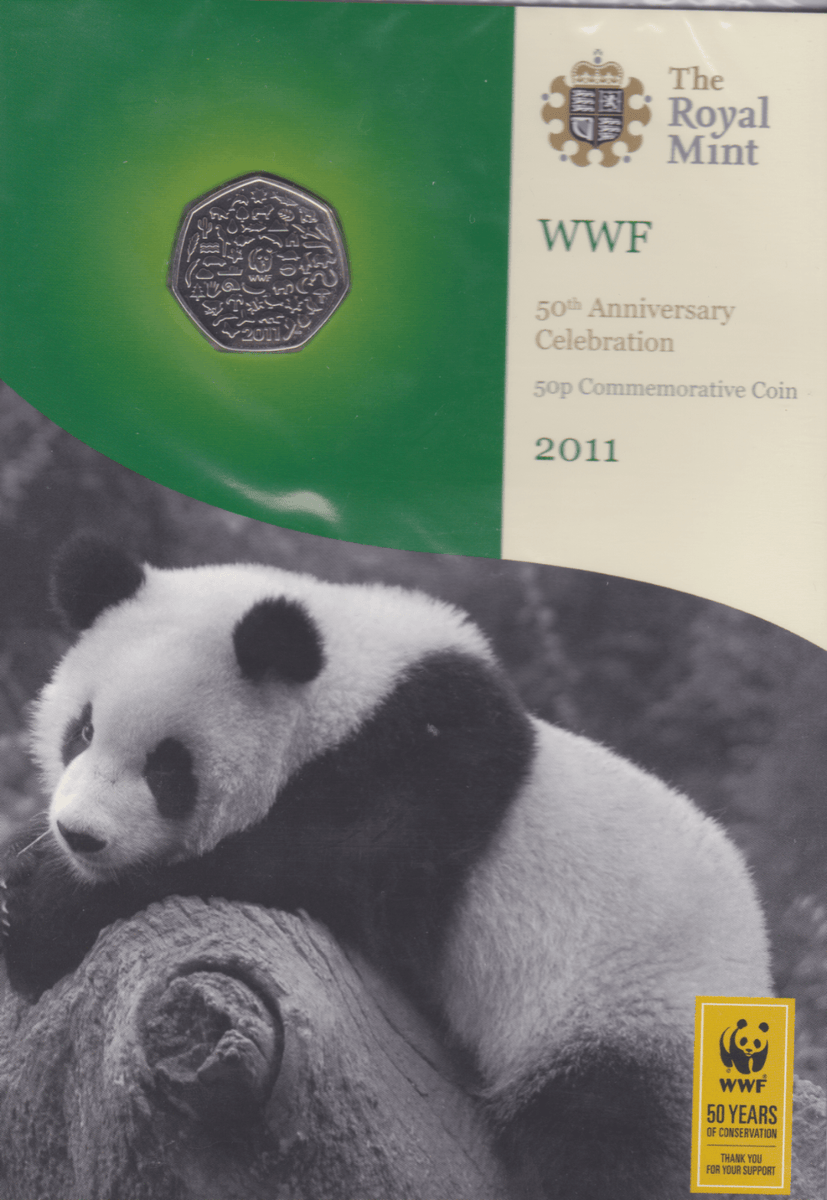 2011 WWF 50th Anniversary 50p Coin Brilliant Uncirculated BU Pack 50p ...