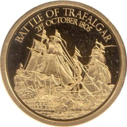2015 GOLD PROOF BATTLE OF TRAFALGAR 1805 HISTORY OF BRITAIN WITH COA ...