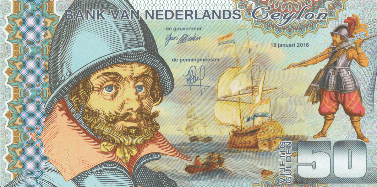 2016 50 VIJFTIG GULDEN NETHERLANDS CEYLON REF 1158 World Banknotes ...
