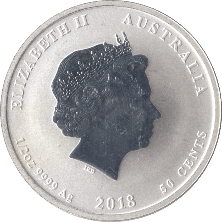 2018 AUSTRALIA YEAR OF THE DOG 1/2 OZ SILVER FIFTY CENTS SILVER WORLD ...