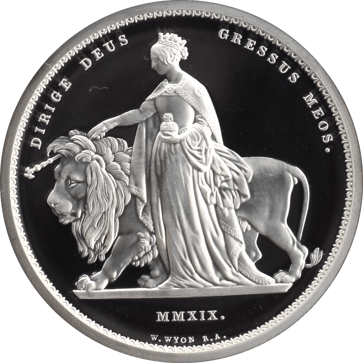 2019 £5 SILVER PROOF TWO OUNCE UNA AND THE LION (NGC) PF69 ULTRA CAMEO ...