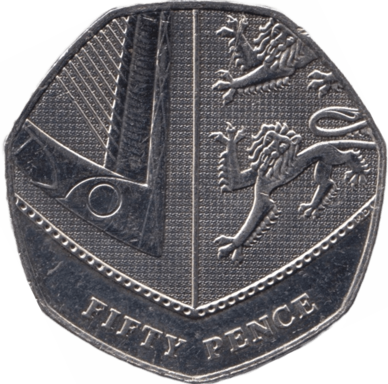 2019 FIFTY PENCE 50P BRILLIANT UNCIRCULATED 50P SECTION OF SHIELD BU ...