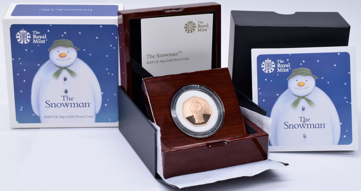 2019 Gold Proof 50p Fifty Pence Coin Snowman & James BOX + COA Gold ...