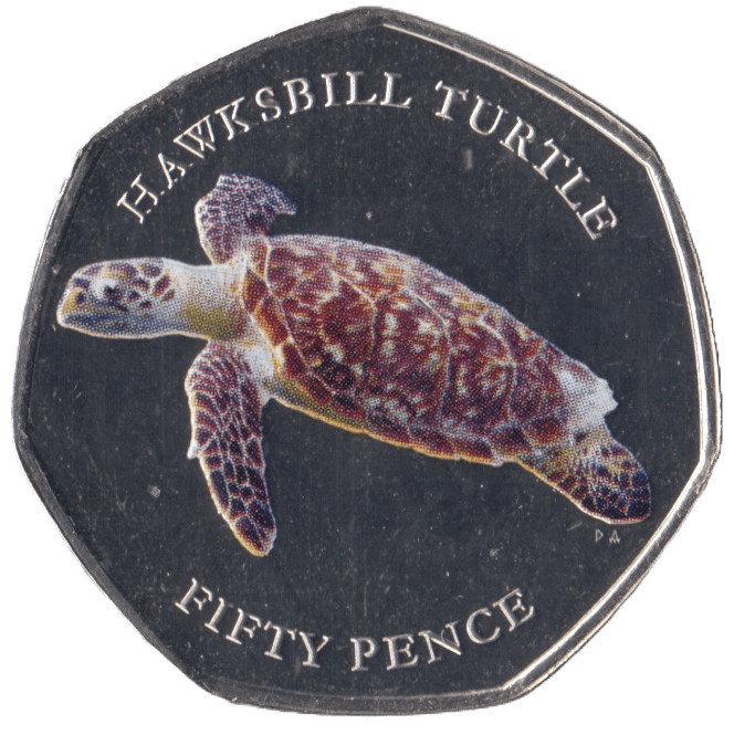 2019 HAWKSBILL TURTLE FIFTY PENCE INDIAN OCEAN SILVER WORLD COINS ...