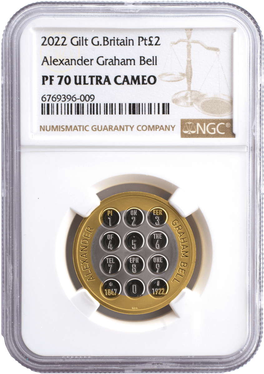 2022 £2 GILT ALEXANDER GRAHAM BELL PF70 ULTRA CAMEO NGC CERTIFIED COINS ...