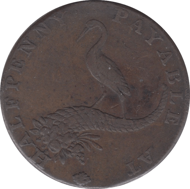 1794 HALFPENNY TOKEN WARWICKSHIRE STORK FEMALE FACE DH 74 ( REF 53 ...